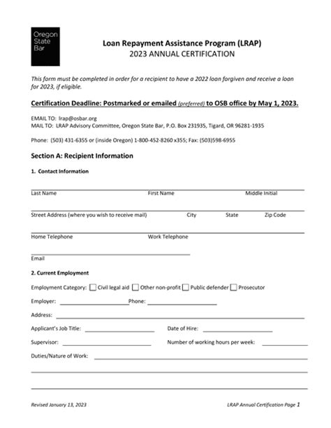 2023 Oregon Annual Certification Loan Repayment Assistance Program Lrap Fill Out Sign