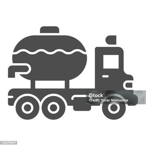 탱크 솔리드 아이콘 중장비 컨셉 흰색 배경에 산업용 트럭 사인 모바일 컨셉 및 웹 디자인을 위한 글리프 스타일의 유조선 운송 아이콘 벡터 그래픽 가솔린에 대한 스톡 벡터