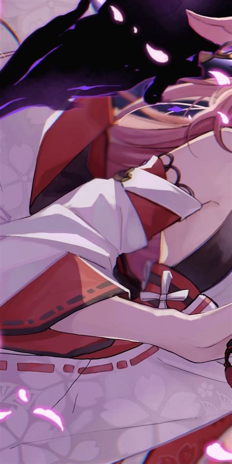 Обои на рабочий стол Яэ Мико Гудзи Genshin Impact Геншин Импакт