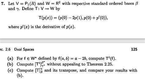 Solved Let V P R And W R With Respective Standard Ordered Chegg Com