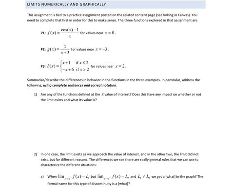 Solved LIMITS NUMERICALLY AND GRAPHICALLYThis Assignment Is Chegg