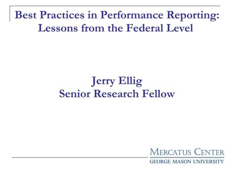Top Ten Best Practices In Federal Performance Reporting Ppt