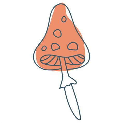 낙서 스타일의 독 버섯 가을 야채 벡터 그래픽 흰색 배경에 고립 프리미엄 벡터