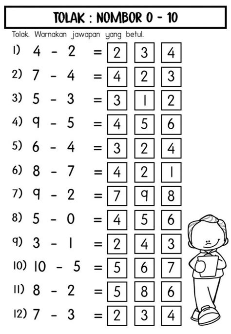 Matematik Operasi Tolak Interactive Worksheet Matematik Okul