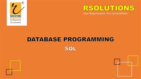 Ms Sql Database Programming Concepts By Rsolutions Pptx