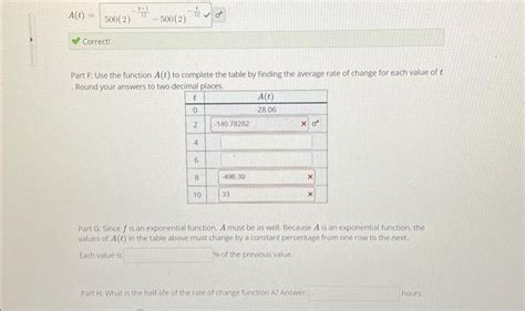 Solved Part F Use The Function A T To Complete The Table Chegg
