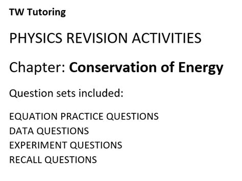 Physics Gcse Revision Conserving Energy Teaching Resources