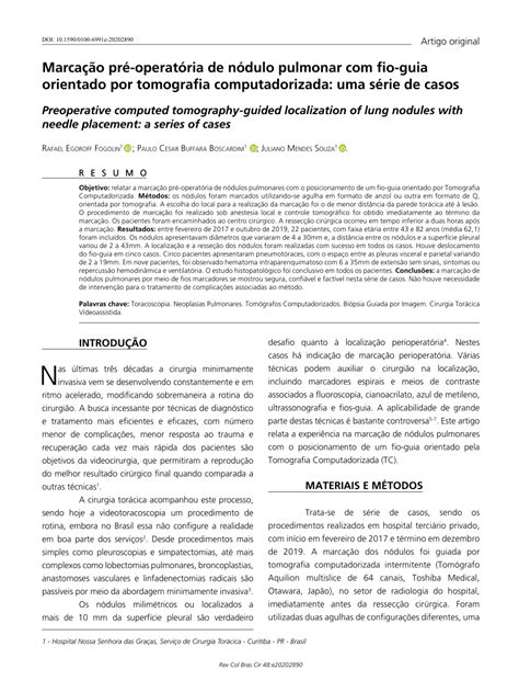 Pdf Preoperative Computed Tomography Guided Localization Of Lung