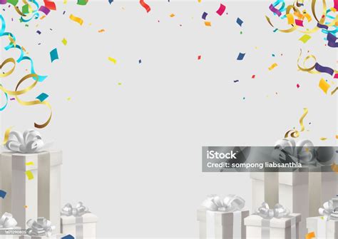 리본과 색종이 조각이 있는 흰색 선물 상자 벡터 일러스트 레이 션입니다 2월에 대한 스톡 벡터 아트 및 기타 이미지 2월 3차원 형태 강단 Istock