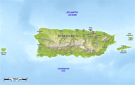Blue Green Atlas Free Relief Map Of Puerto Rico