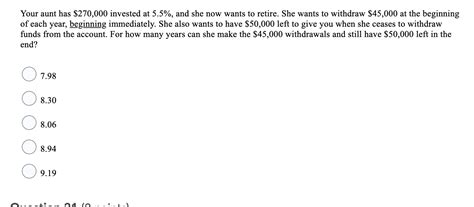 Solved Your Aunt Has 270000 Invested At 55 And She Now