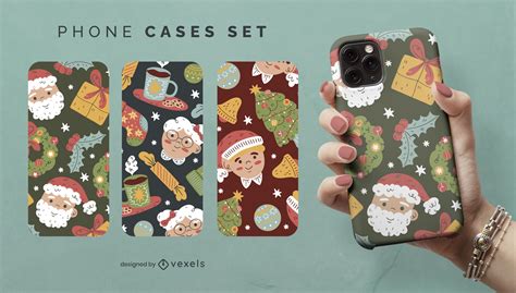 Christmas Holiday Elements Phone Case Set Vector Download
