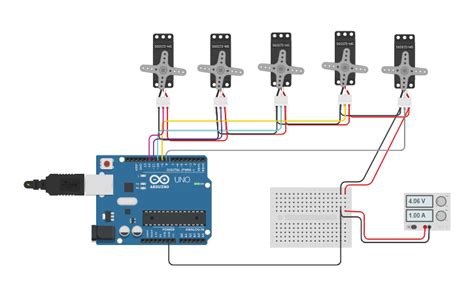 Circuit Design Servomotores Act 1 Robótica Tinkercad