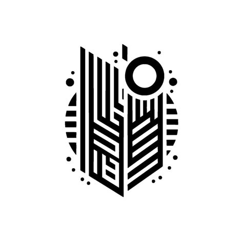 Geometric Black And White Abstract Composition Featuring Structured Shapes Lines Circles And