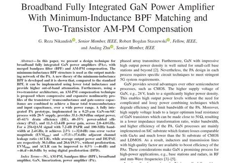 Title Broadband Fully Integrated Gan Power Amplifier With Minimum Inductance Bpf Matching And