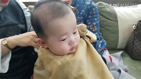 Vlog 짱구 배냇머리 밀기 아기미용 아기이발 Youtube