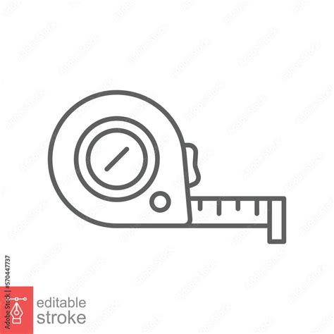Measure Tape Line Icon Simple Outline Style Meter Length Metric Size Concept For App And
