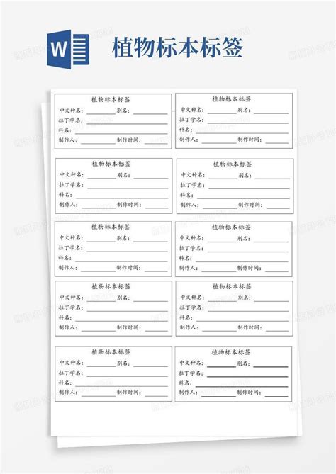 植物标本标签word模板下载编号laydnezx熊猫办公
