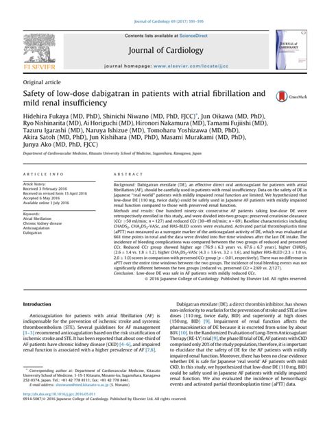 Safety Of Low Dose Dabigatran In Patients With Atrial Fibrillation And Mild Renal Insufficiency