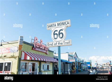 Route 66 Santa Monica End Of Trail Sign On Santa Monica Pier Los