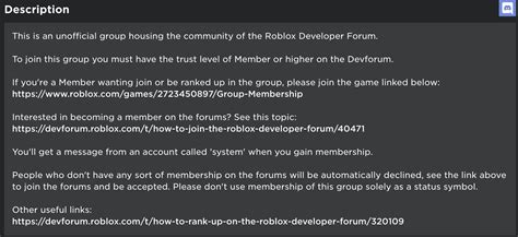 Can I Put A Bulletin Board Link In My Groups Desc Game Design Support Developer Forum Roblox