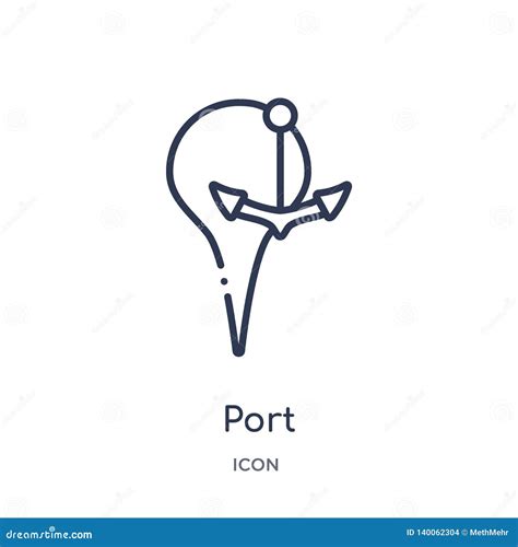 Linear Port Icon From Maps And Locations Outline Collection Thin Line Port Icon Isolated On