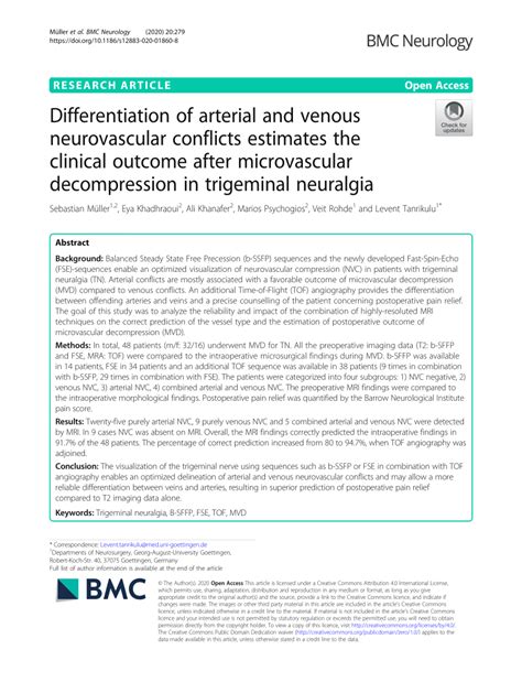 Pdf Differentiation Of Arterial And Venous Neurovascular Conflicts Estimates The Clinical