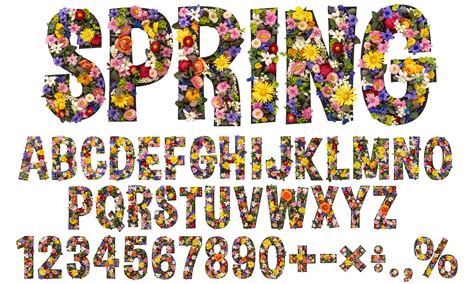 Font De Flor Um Alfabeto De Primavera De Flores Vivas Reais Com Um