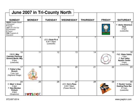 June 2007 In Tri County North Sunday Monday Tuesday Wednesday Thursday