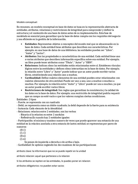Gestión De Bases De Dato Pdf Bases De Datos Modelo Conceptual