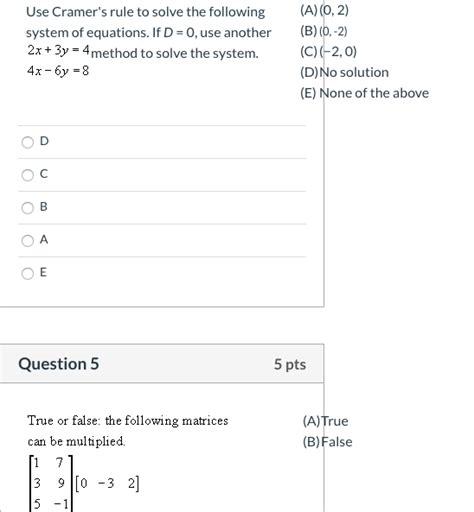 Solved Use Cramer S Rule To Solve The Following System Of Chegg Com