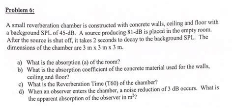 Solved A Small Reverberation Chamber Is Constructed With