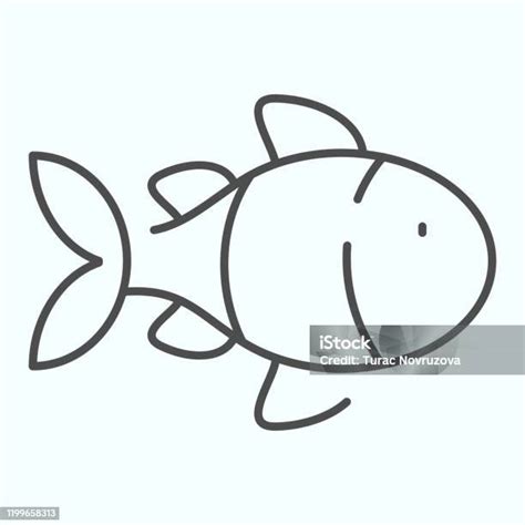 물고기 얇은 라인 아이콘입니다 흰색에 고립 된 해산물 그림입니다 물고기 로고 개요 스타일 디자인 웹 및 응용 프로그램을 위해 설계 Eps 10 10에 대한 스톡 벡터 아트