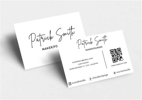 Simple Visiting Card Template With QR Codeinstant Etsy De Qr Code Business Card Simple