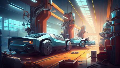 Premium Ai Image Automated Robotics Futuristic Electric Cars Factory Production Line Generate