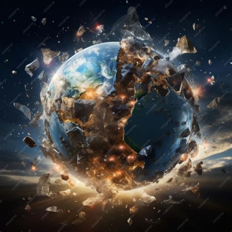 Premium Photo Dystopian Collision The Earth Shattering Encounter With Crystal Clad Meatear