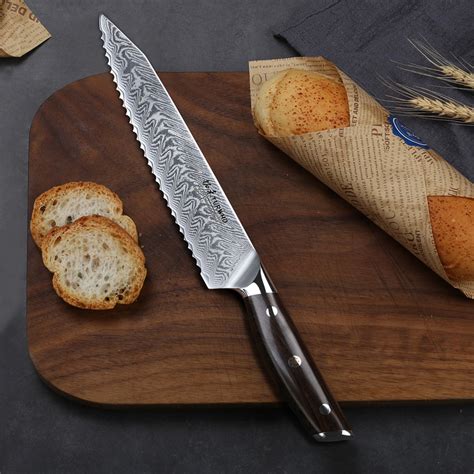 Low Prices Buy Damascus Serrated Bread Knife In Bulk For Small Business