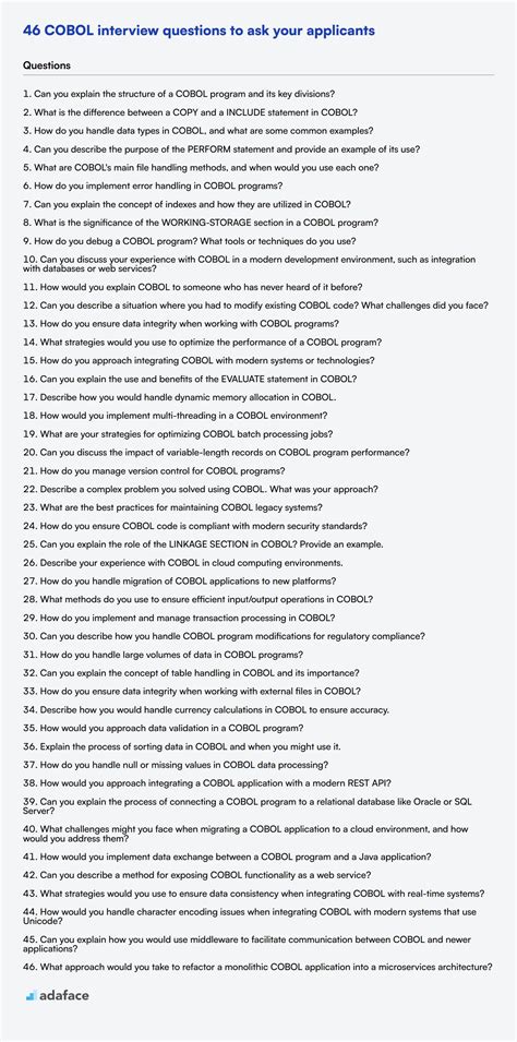 46 Cobol Interview Questions Adaface