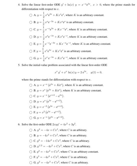 Solved Solve The Linear First Order ODE Y Ln X Y R Chegg Com