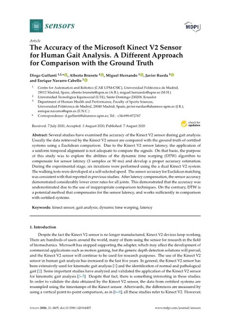The Accuracy Of The Microsoft Kinect V2 Sensor For Human Gait Analysis Docslib