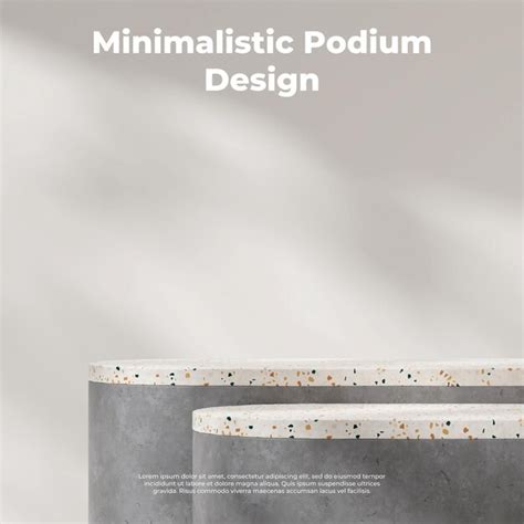 Минимальные ступени подиума из терраццо и бетонной текстуры в квадратном макете фона 3d