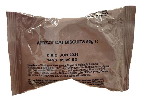 British Military Ration Pack Accessory Apricot Oat Biscuits 50g