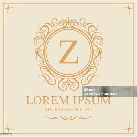 럭셔리 로고 템플릿 크림 배경에 초기 문자 유형 Z 벡터 일러스트레이션 디자인에 대한 스톡 벡터 아트 및 기타 이미지 디자인 단일 이미지 대문자 Istock