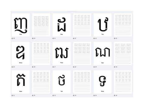 Khmer Consonant Hand Writing Tracing Sheets Etsy Khmer Consonant Hand Writing Tracing Sheets Etsy