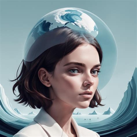 Digital Illustration Of A Beautiful Woman In An Abstract Landscapedigital Landscape Premium Ai