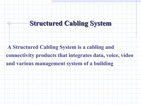 Structure Cabling A Basic Approach Ppt