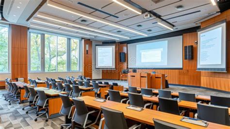 University Lecture Hall With Desks And Screens Stock Image Image Of Bright Campus 322658423