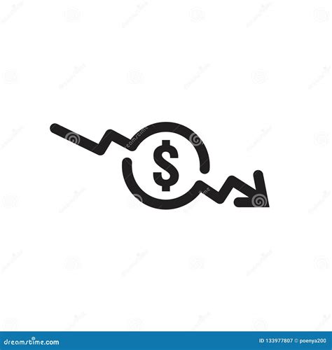 Dollar Arrow Decrease Icon Money Arrow Symbol Economy Stretching Rising Drop Fall Down