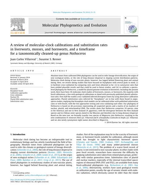 Pdf A Review Of Molecular Clock Calibrations And Substitution Rates In Liverworts Mosses And