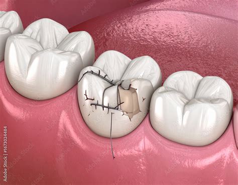 Stitches In Gum After Tooth Extraction 3d Illustration Of Dental